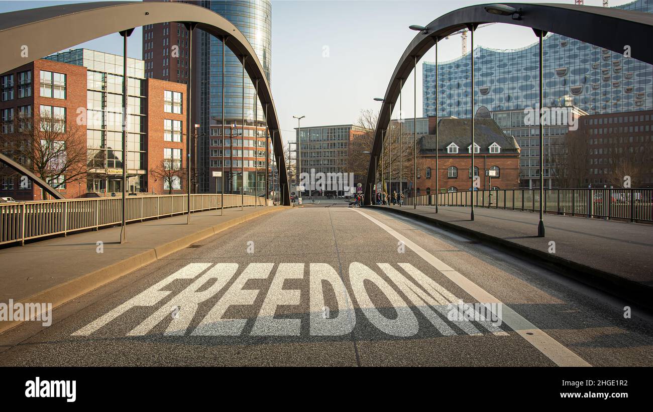 Street Sign the Direction Way to Freedom Stock Photo - Alamy