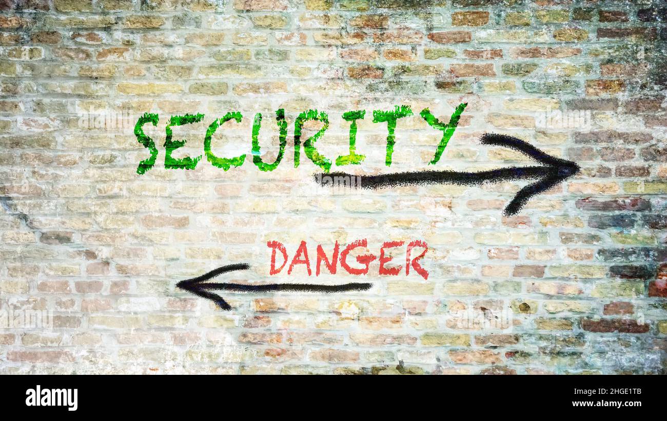 Street Sign the Direction Way to Security versus Danger Stock Photo - Alamy
