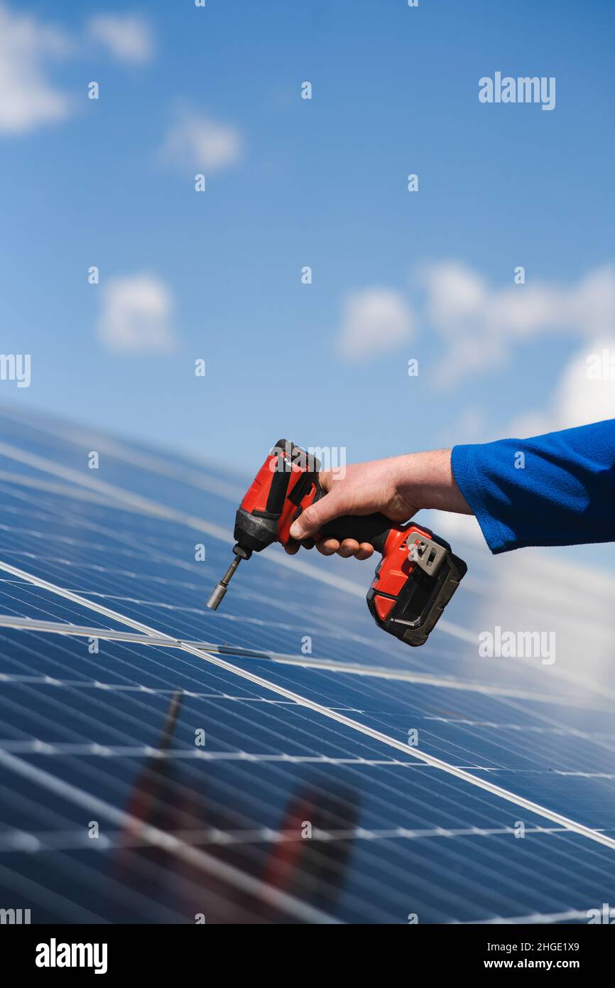 Installing solar panel hi-res stock photography and images - Alamy
