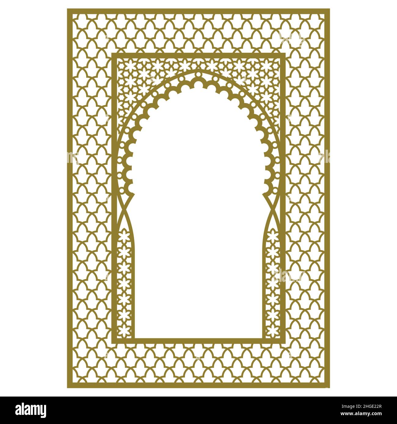 Rectangular frame with Arabic pattern and curly frame Stock Vector ...