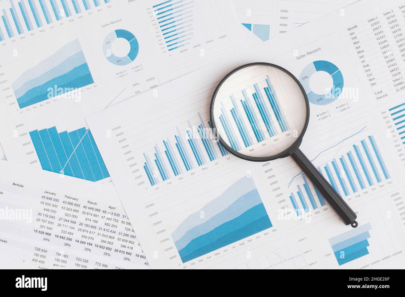 Business graphs, charts on table. Financial development, Banking ...