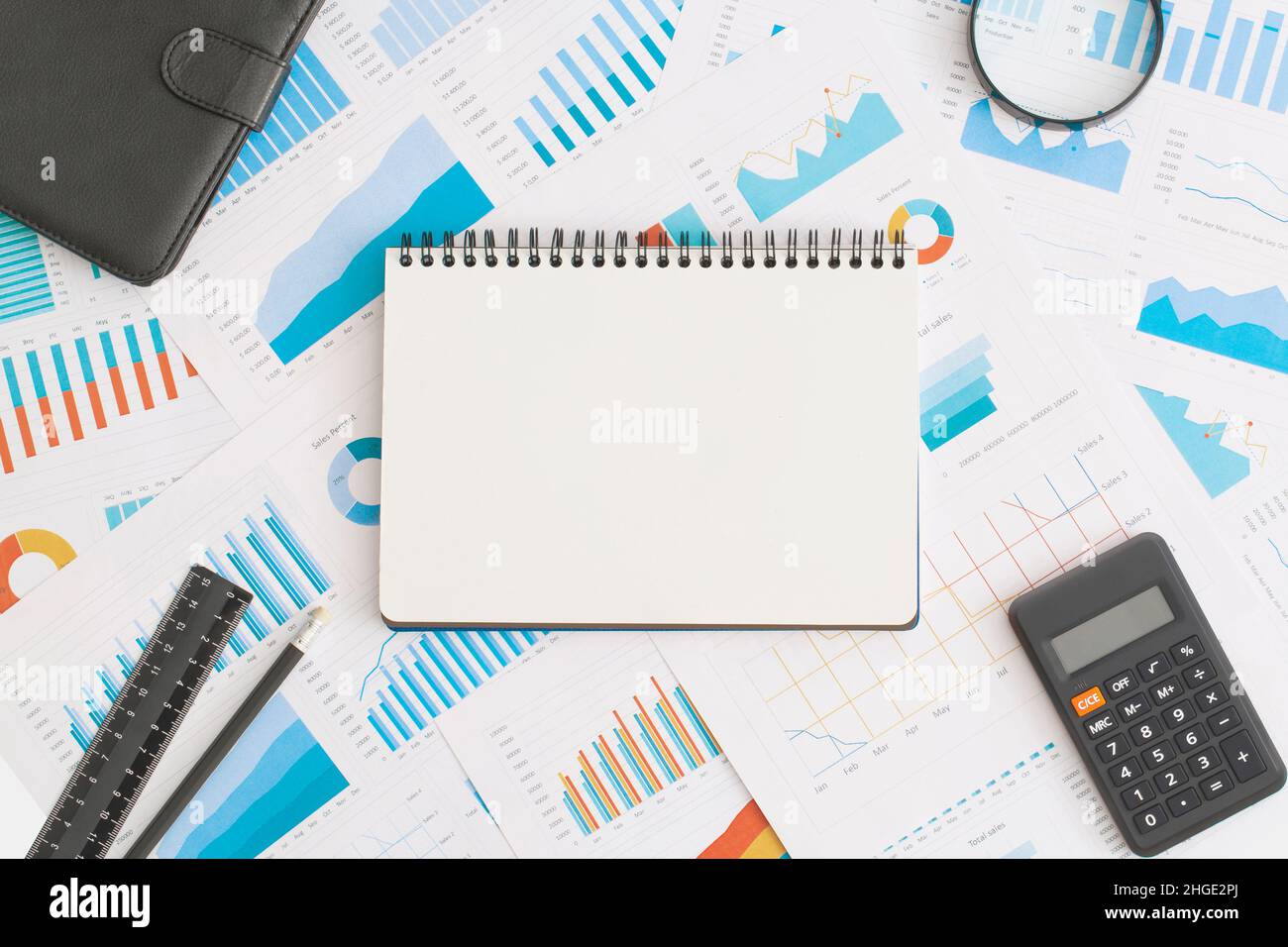 Business graphs, charts on table. Financial development, Banking ...