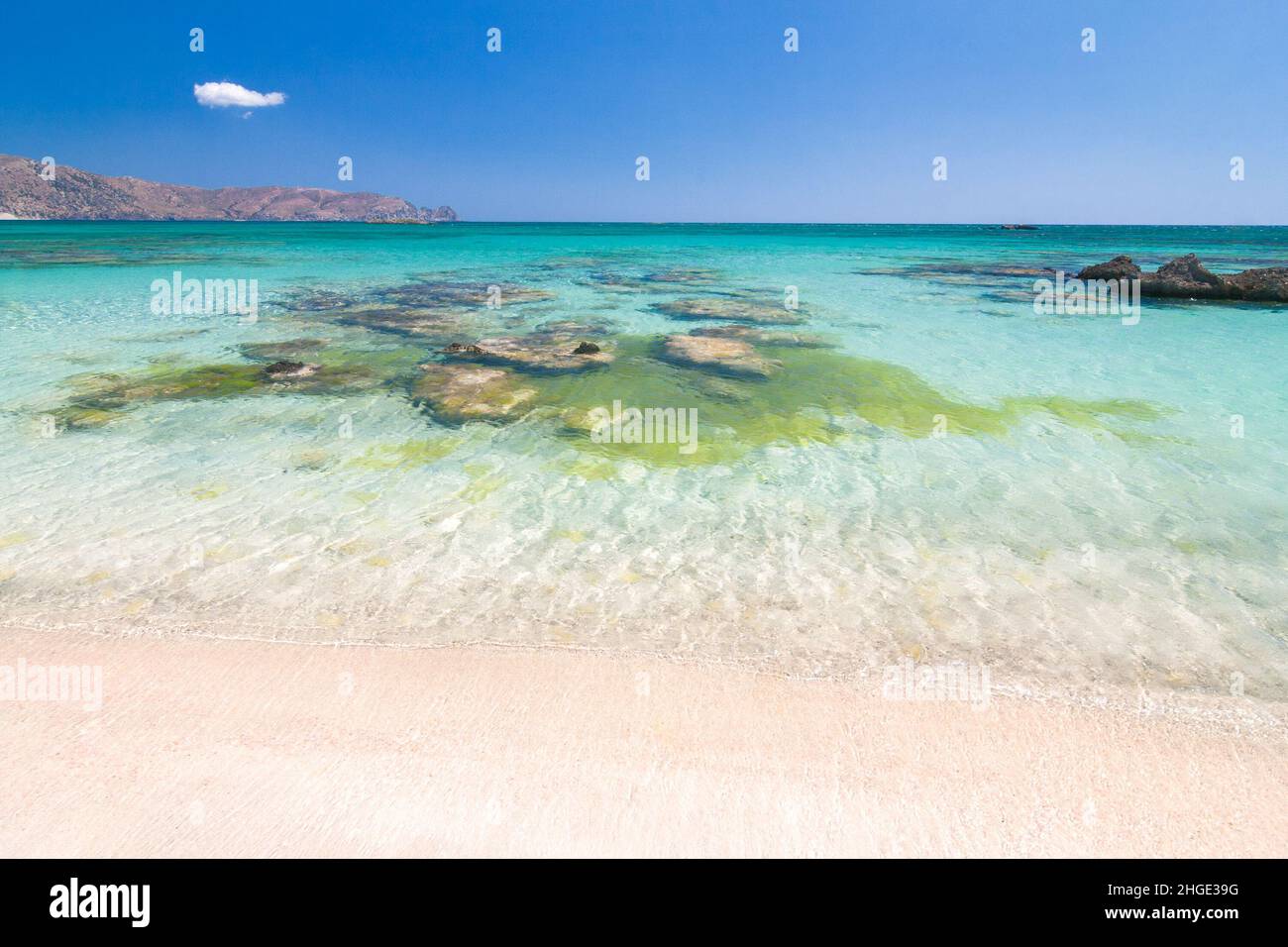 The Elafonissi Beach with crystal clear water, lagoon in the southwest ...