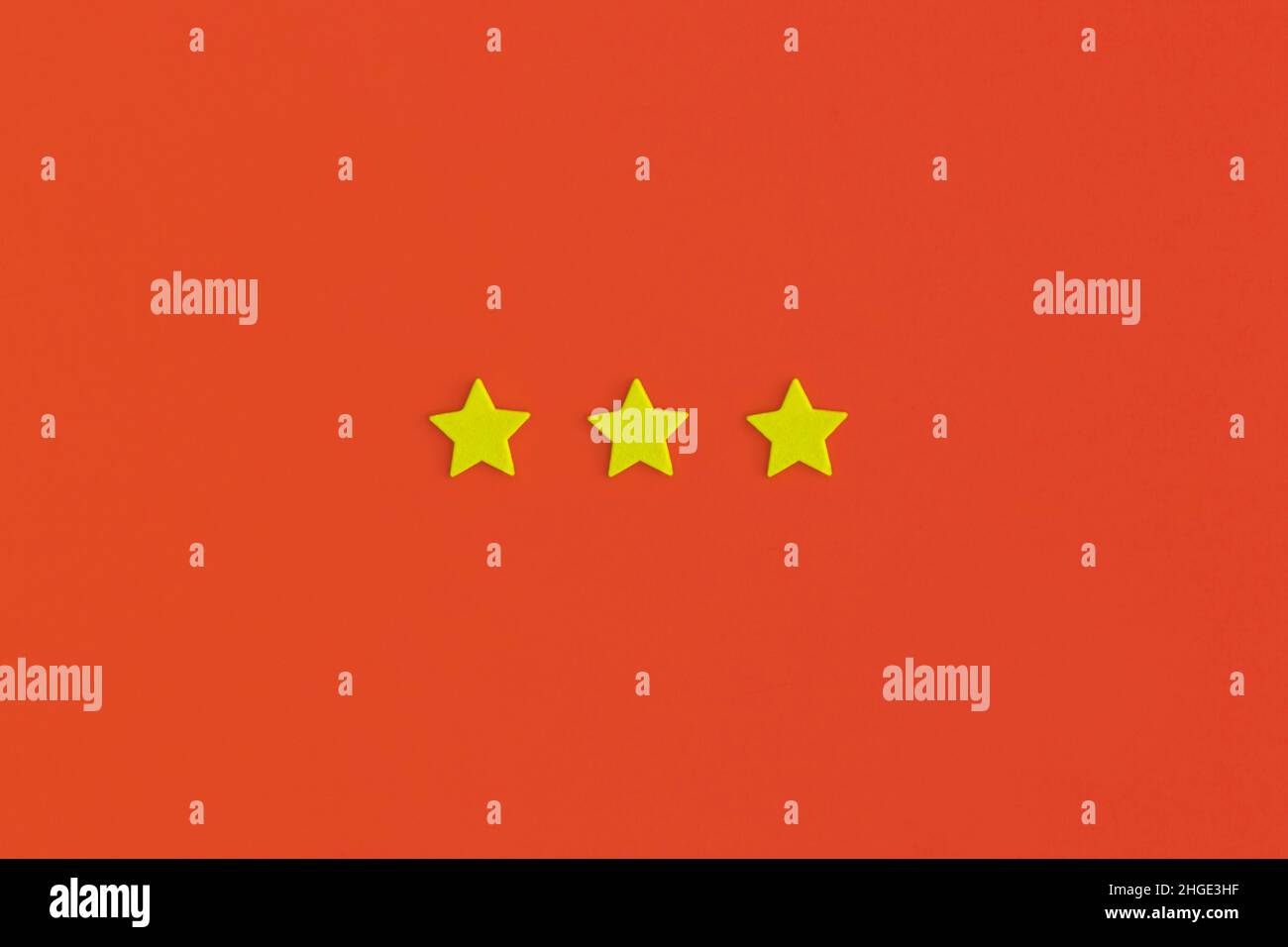 Three 3 stars, best excellent services rating on yellow background ...