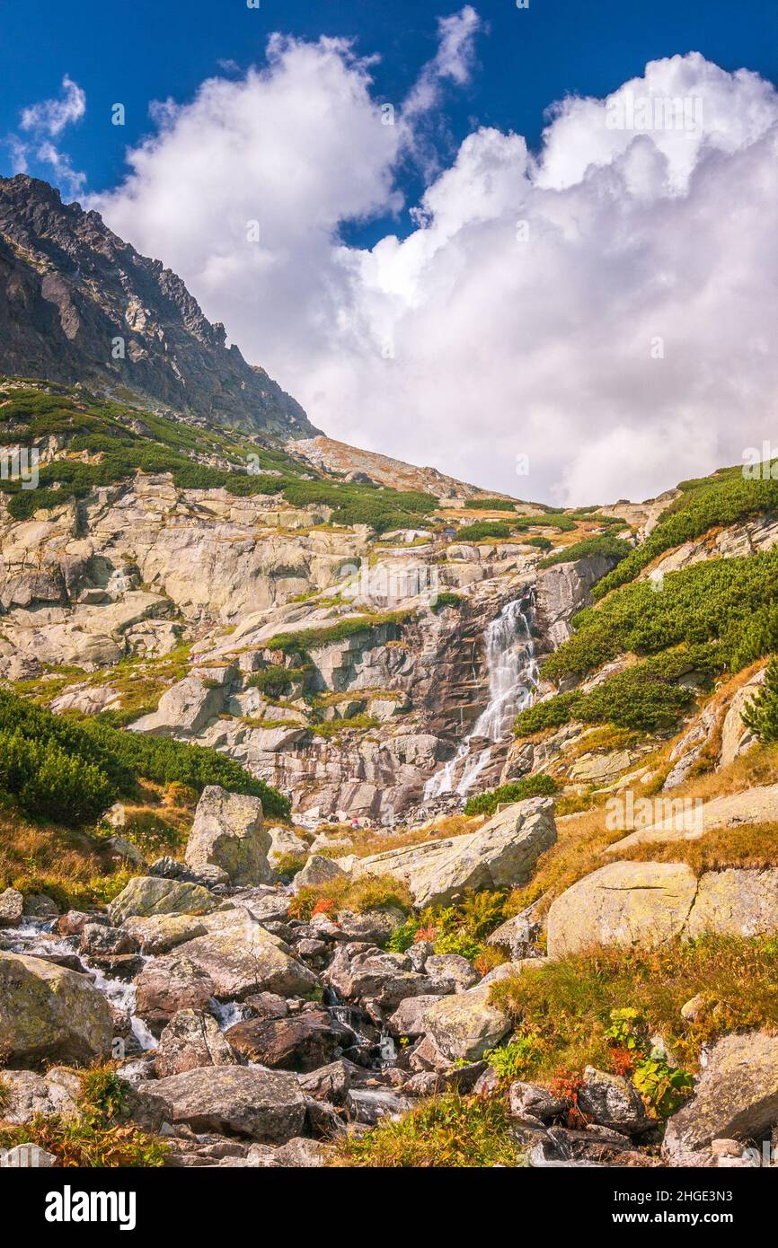 The Skok waterfall in Mlynicka valley of High Tatras National Park ...