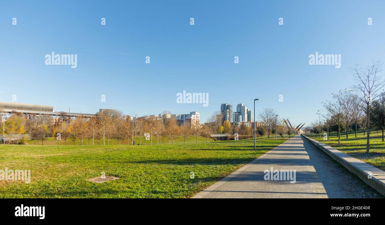 Turin, Italy, November 30, 2021: Parco Dora and the Iron Valley, a ...