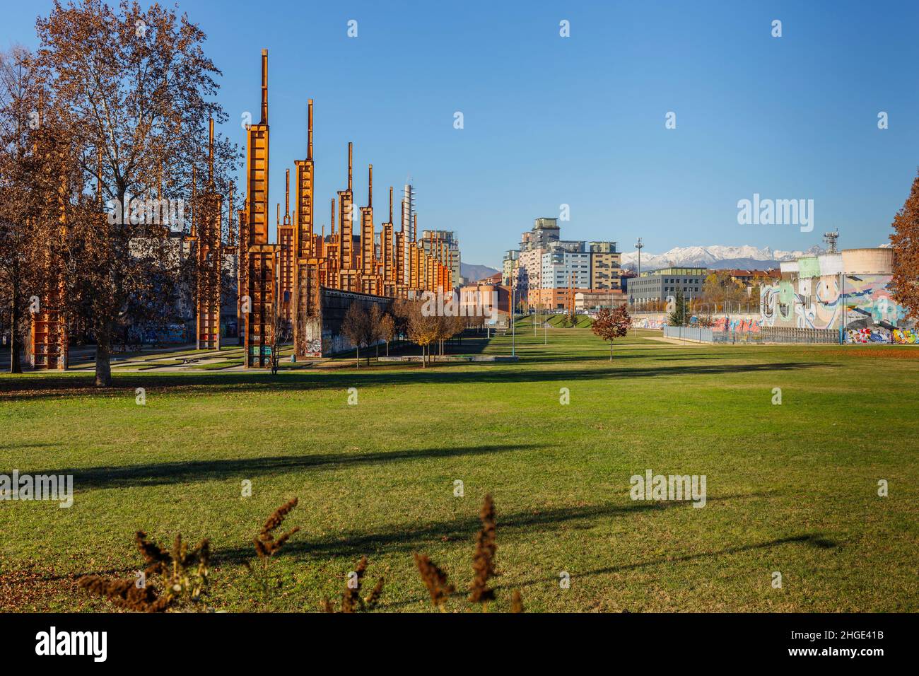 Turin, Italy, November 30, 2021: Parco Dora and the Iron Valley, a ...