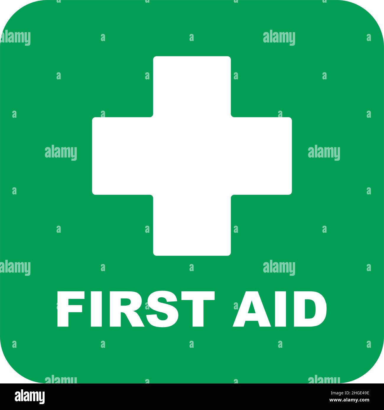 First aid kit. Green medical cross vector icon for pharmacy and ...
