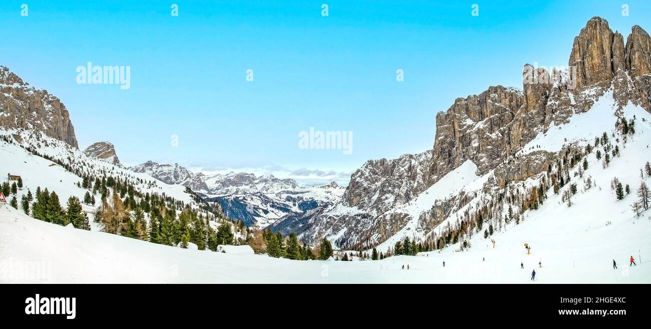 Passo Sella on Sella Ronda ski circuit around the Sella group in ...