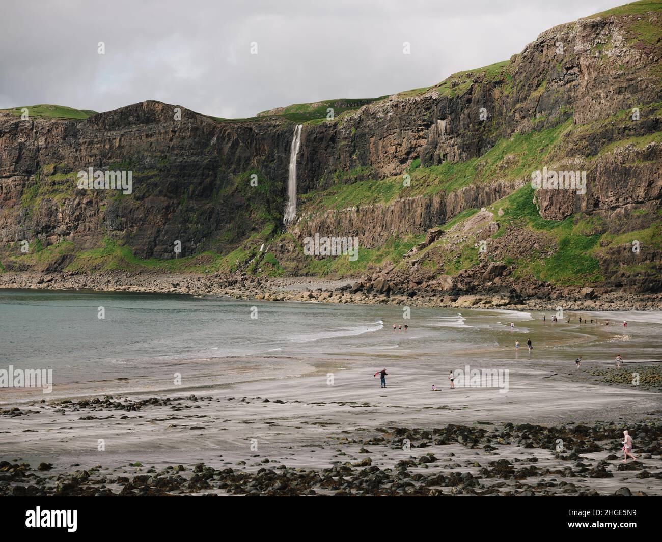 Talisker Bay beach and waterfall at Talisker Skye Highlands Scotland UK ...