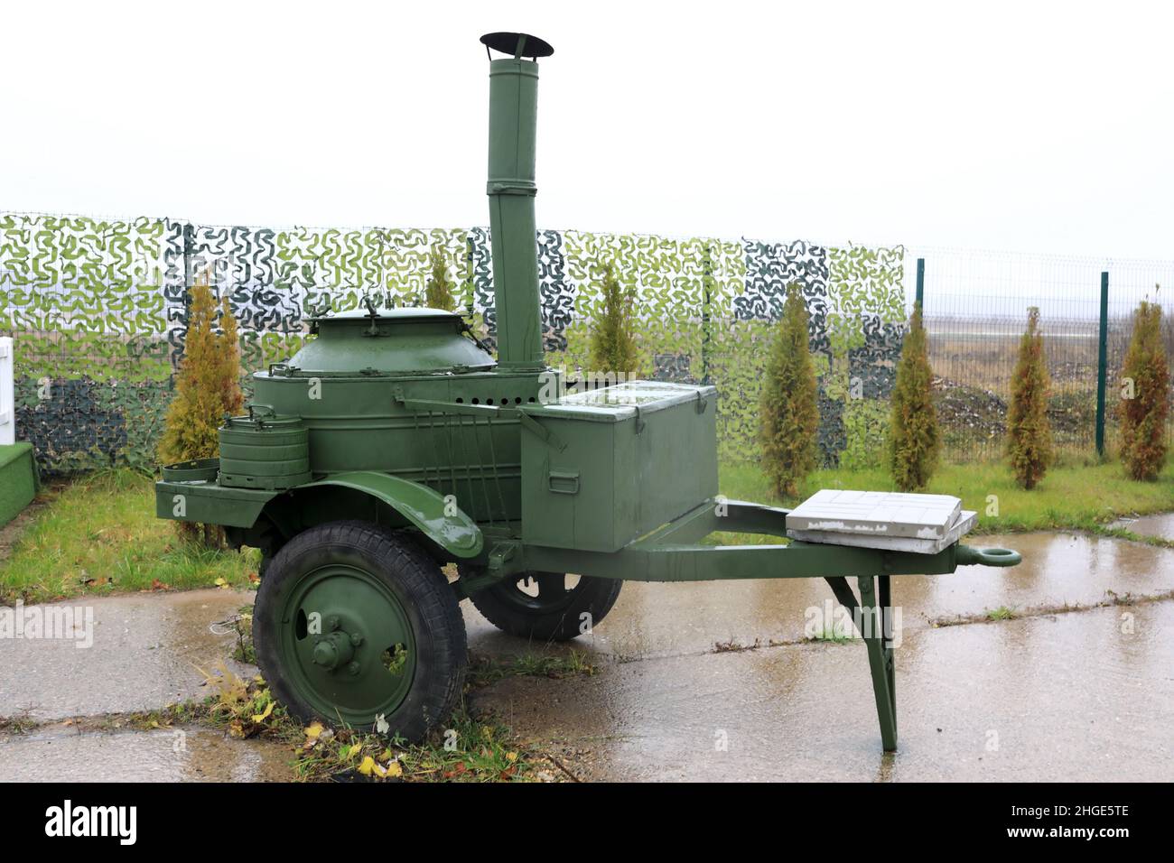 View of soviet mobile military field kitchen Stock Photo - Alamy