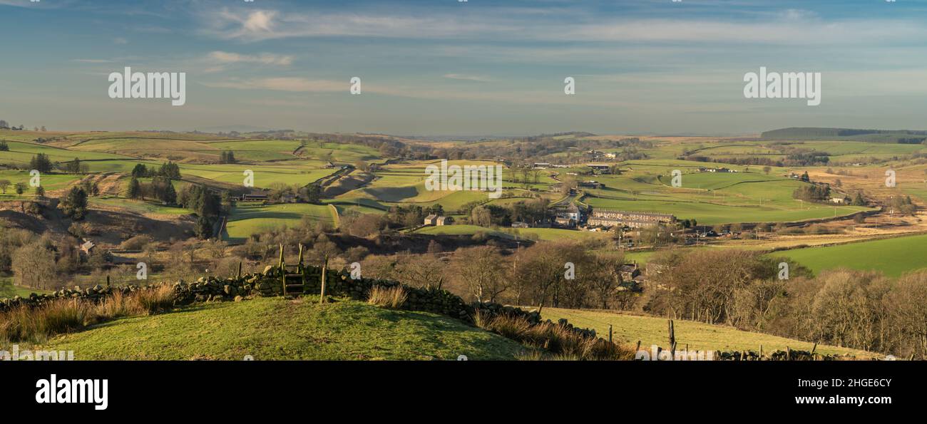 View west over Longbyre towards Gilsland, Northumberland UK, from ...