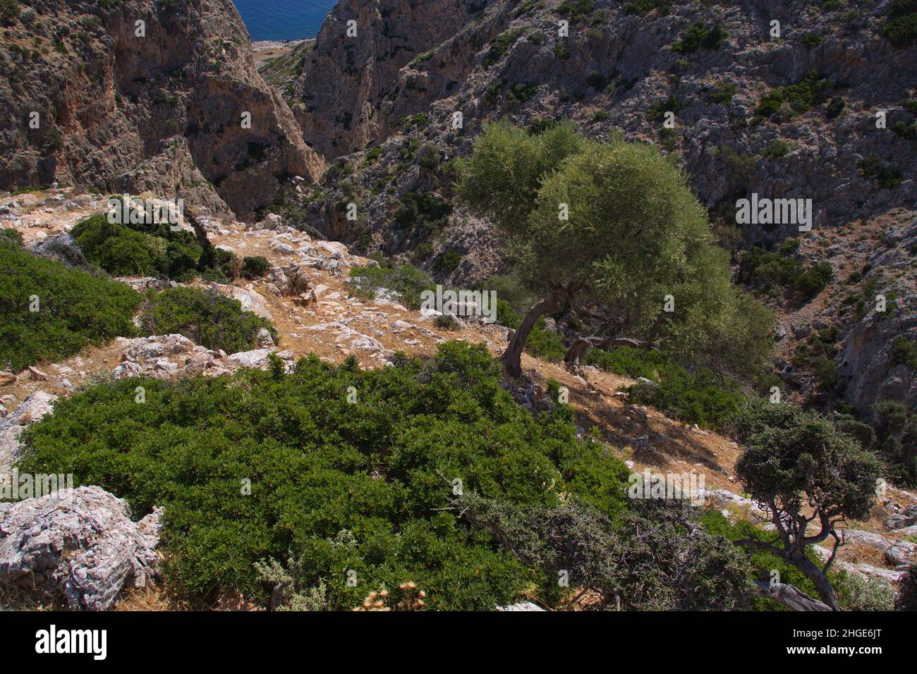 Landscape at Monastery Katholiko on Akrotiri peninsula on Crete in ...