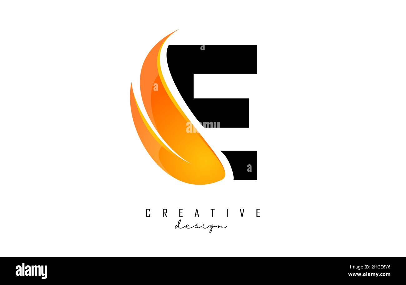 Vector illustration of abstract letter E with fire flames and Orange ...