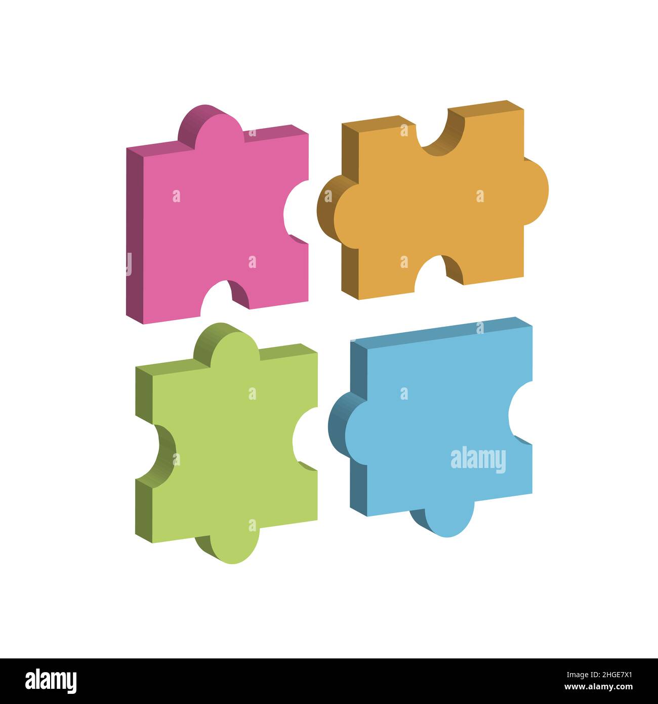 Puzzles vector 3d isometric, color web icons set, new flat style ...