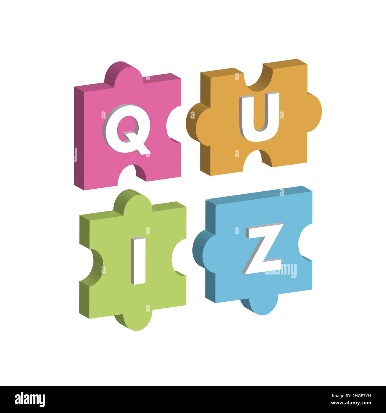 Quiz puzzle icon. Isometric of kindergarten puzzle vector icon for web ...