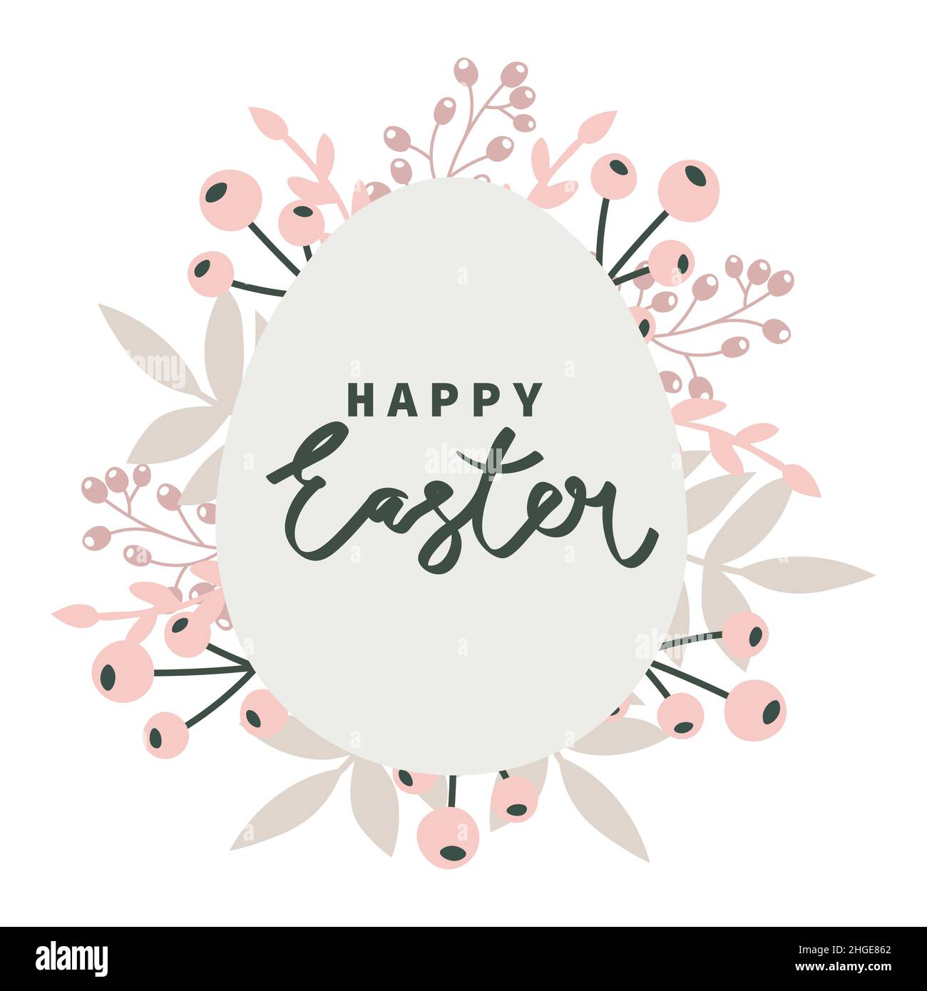 Easter greeting frame.Vector illustration with flowers and Easter eggs ...