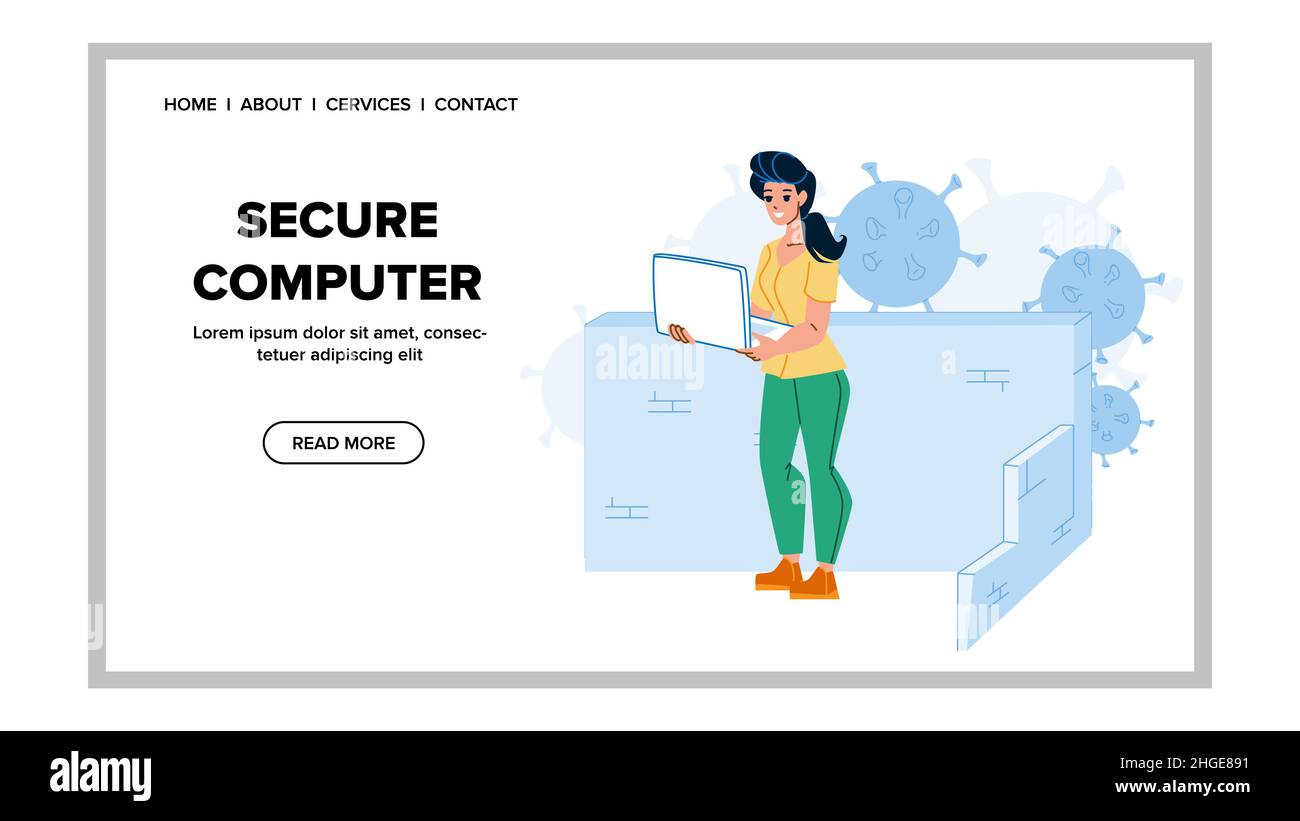 Secure computer vector Stock Vector Image & Art - Alamy