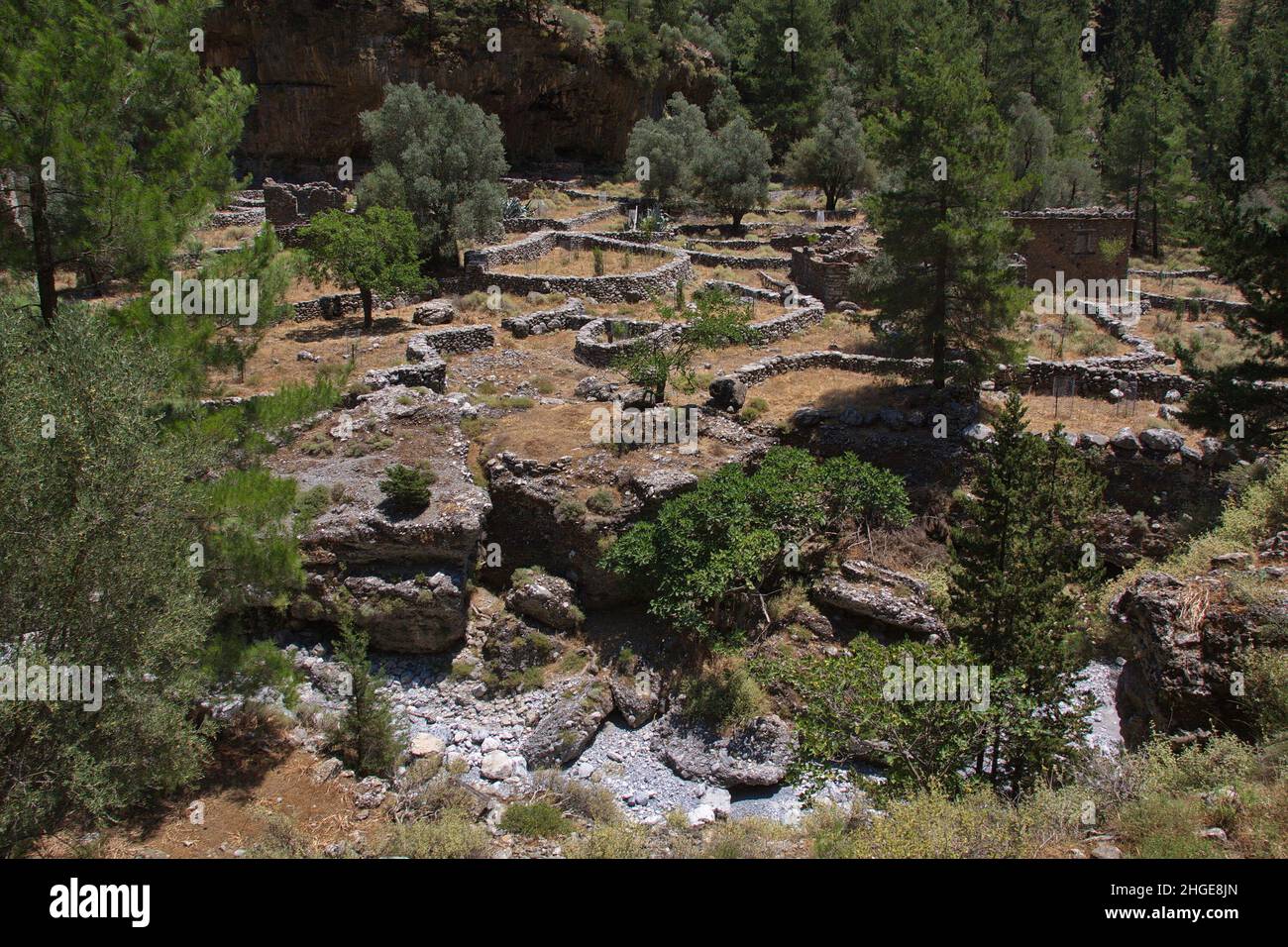 Old ruins in Samaria Gorge on Crete in Greece,Europe Stock Photo - Alamy