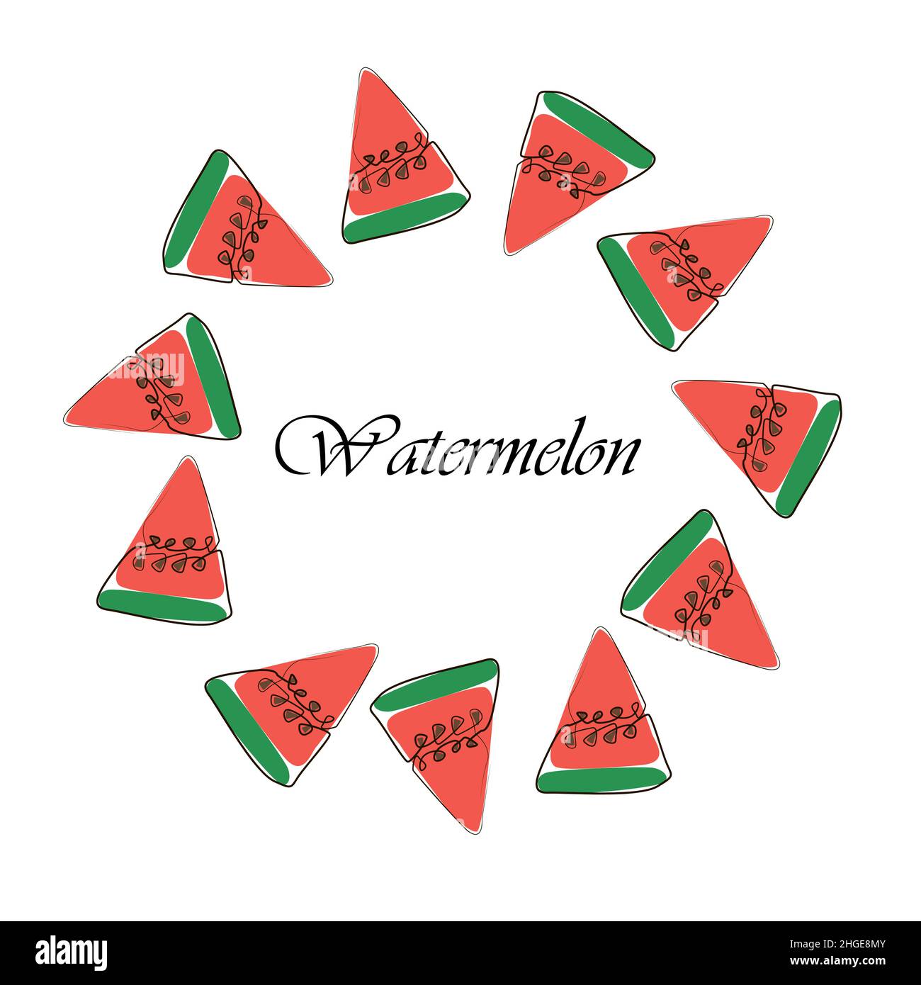 Round frame of watermelon. Exotic watermelon, collected in a ...