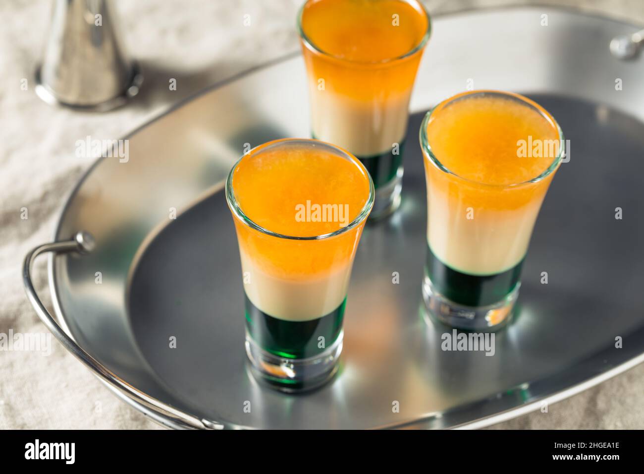 Boozy St Patricks Day Irish Flag Shots Ready to Drink Stock Photo - Alamy