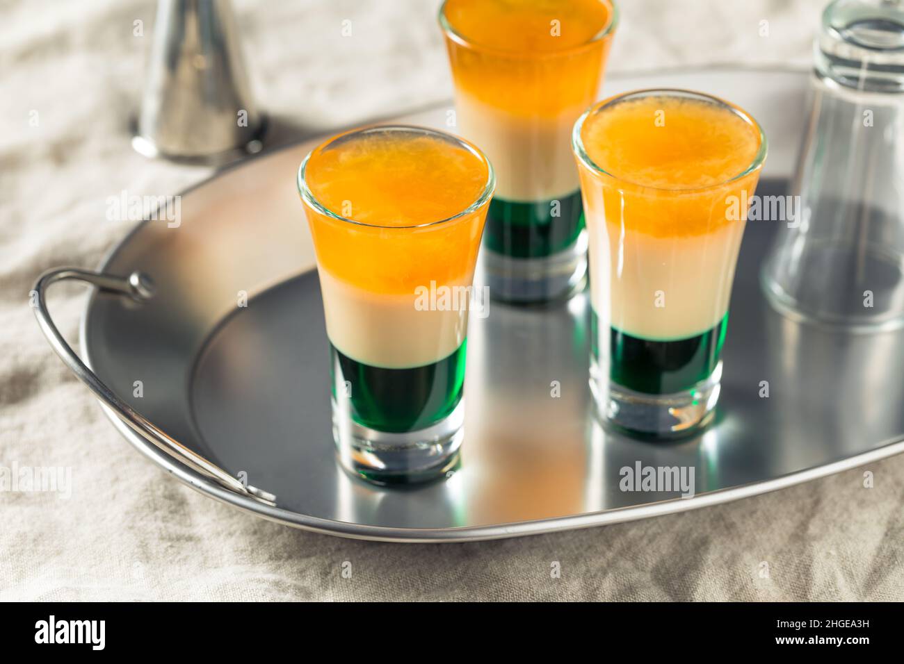 Boozy St Patricks Day Irish Flag Shots Ready to Drink Stock Photo - Alamy