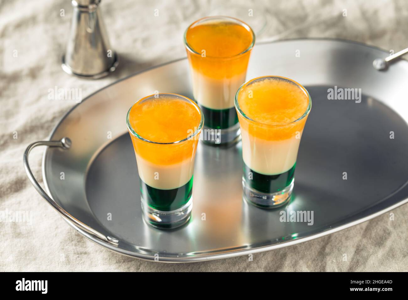 Boozy St Patricks Day Irish Flag Shots Ready to Drink Stock Photo - Alamy