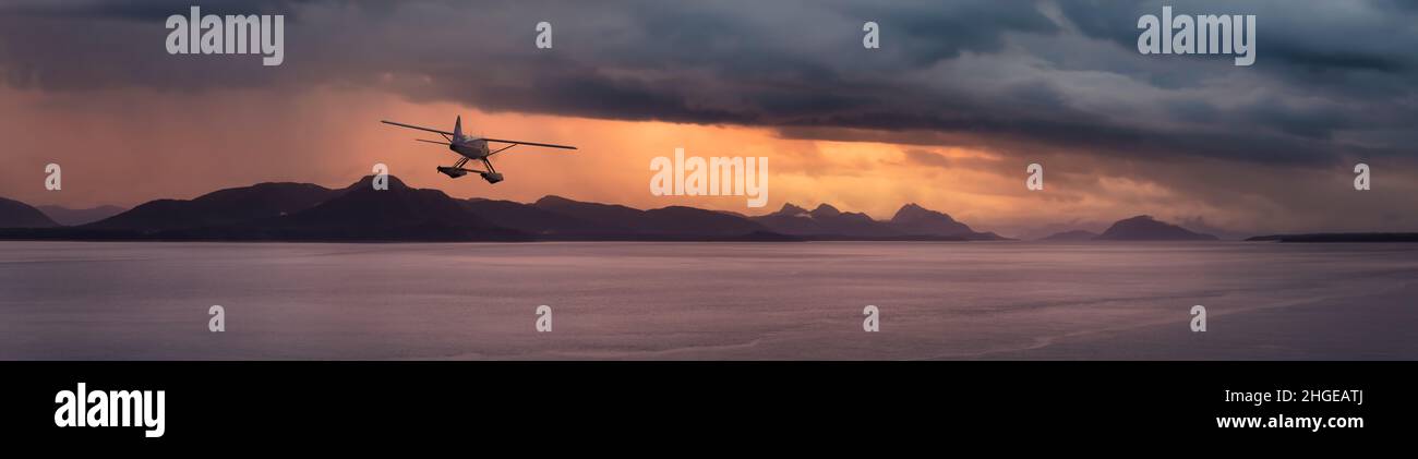 Seaplane Aircraft Flying over the Pacific Ocean Coast Stock Photo - Alamy
