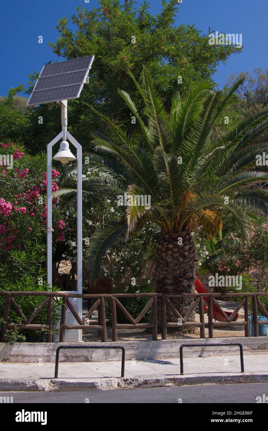 Solar street lamp in Chania on Crete in Greece,Europe Stock Photo - Alamy