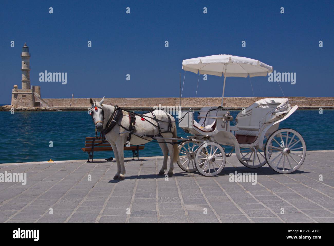 Horse buggy in Chania in Crete in Greece,Europe Stock Photo - Alamy