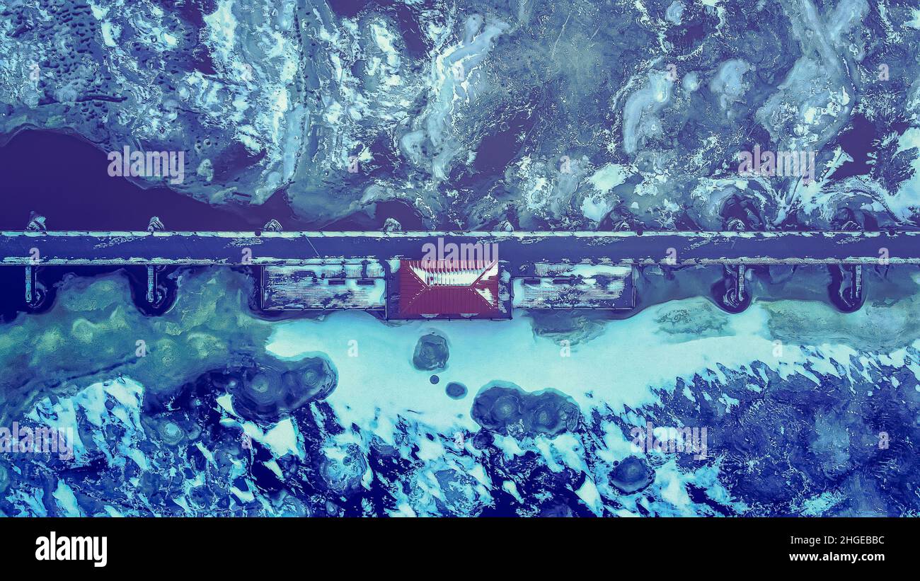 Elevated view of the trestle (friendship) trail in winter. The trail ...