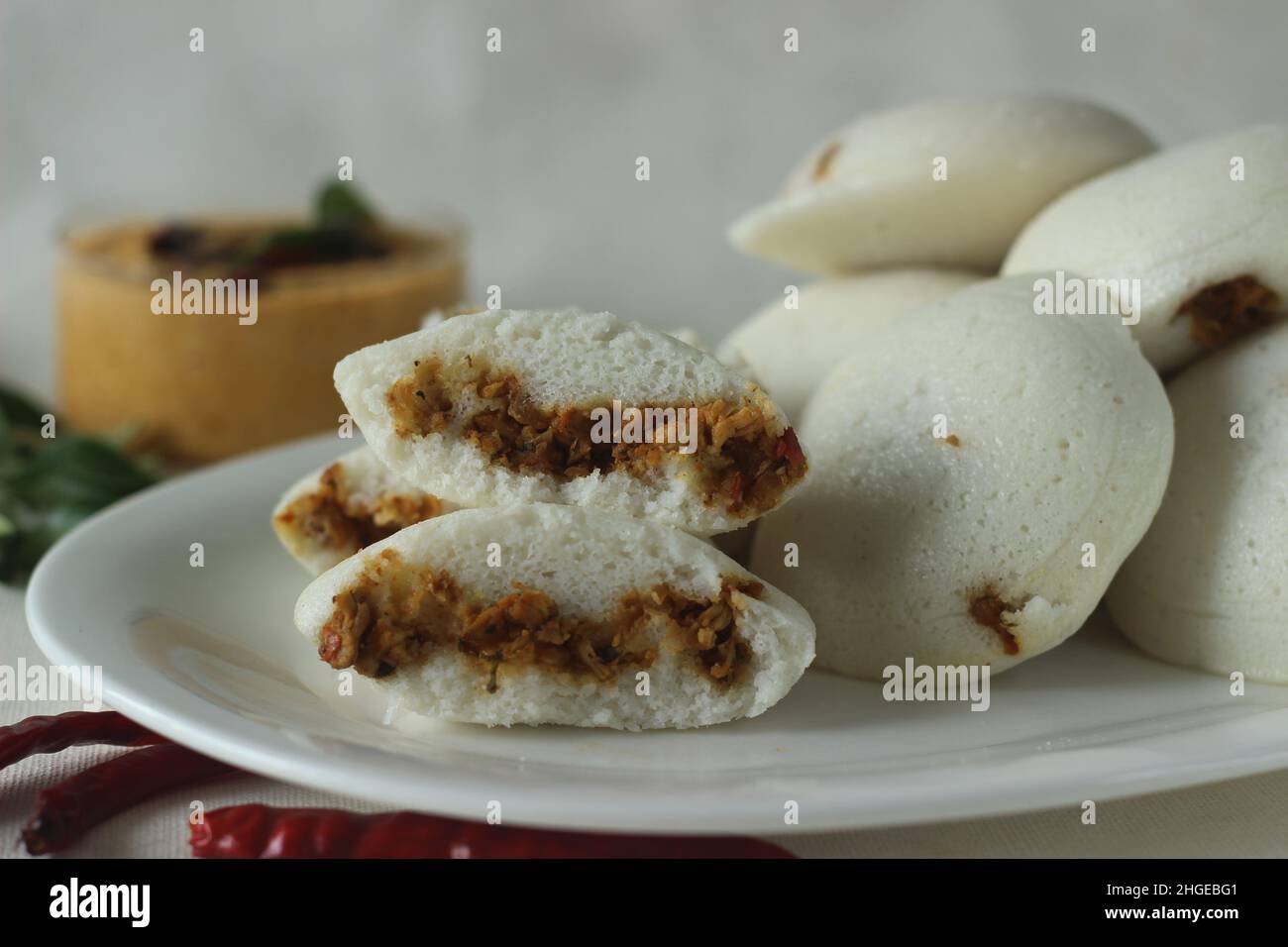 Chicken Stuffed steamed rice cake. Steamed rice cake stuffed with ...