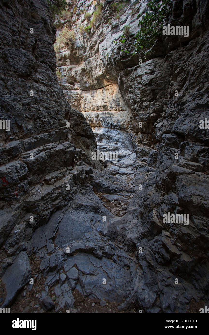 Hiking track in Imbros Gorge on Crete in Greece,Europe Stock Photo - Alamy