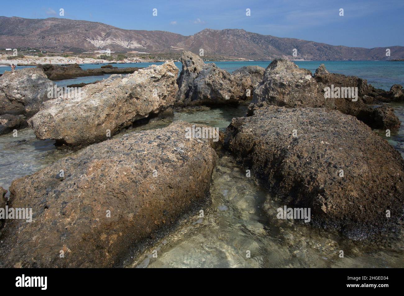 Rock formation in Elafonisi Lagoon on Crete in Greece,Europe Stock ...