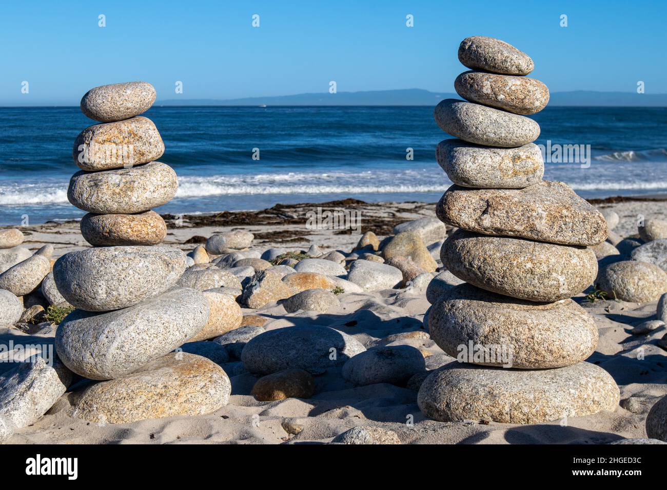 Stones in front of the Sea, Pebble Beach, USA Stock Photo - Alamy