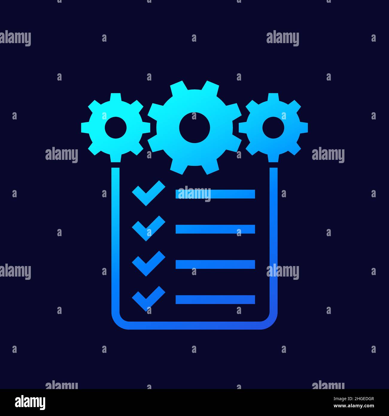project management icon, checklist and gears Stock Vector Image & Art - Alamy