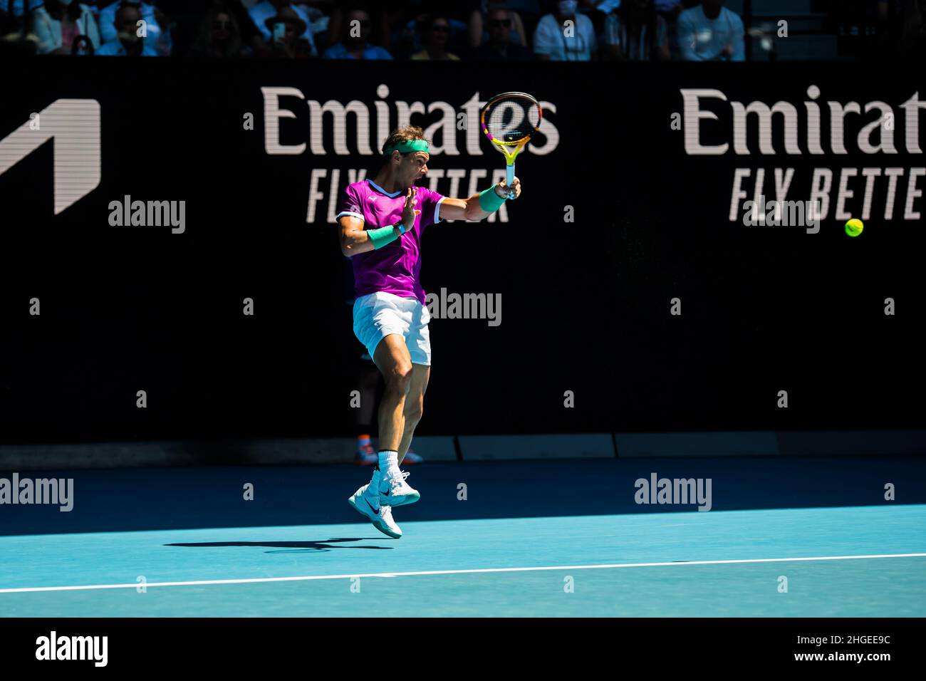 Rafael Nadal in action during the Australian Open 2022 Round 1 match of ...