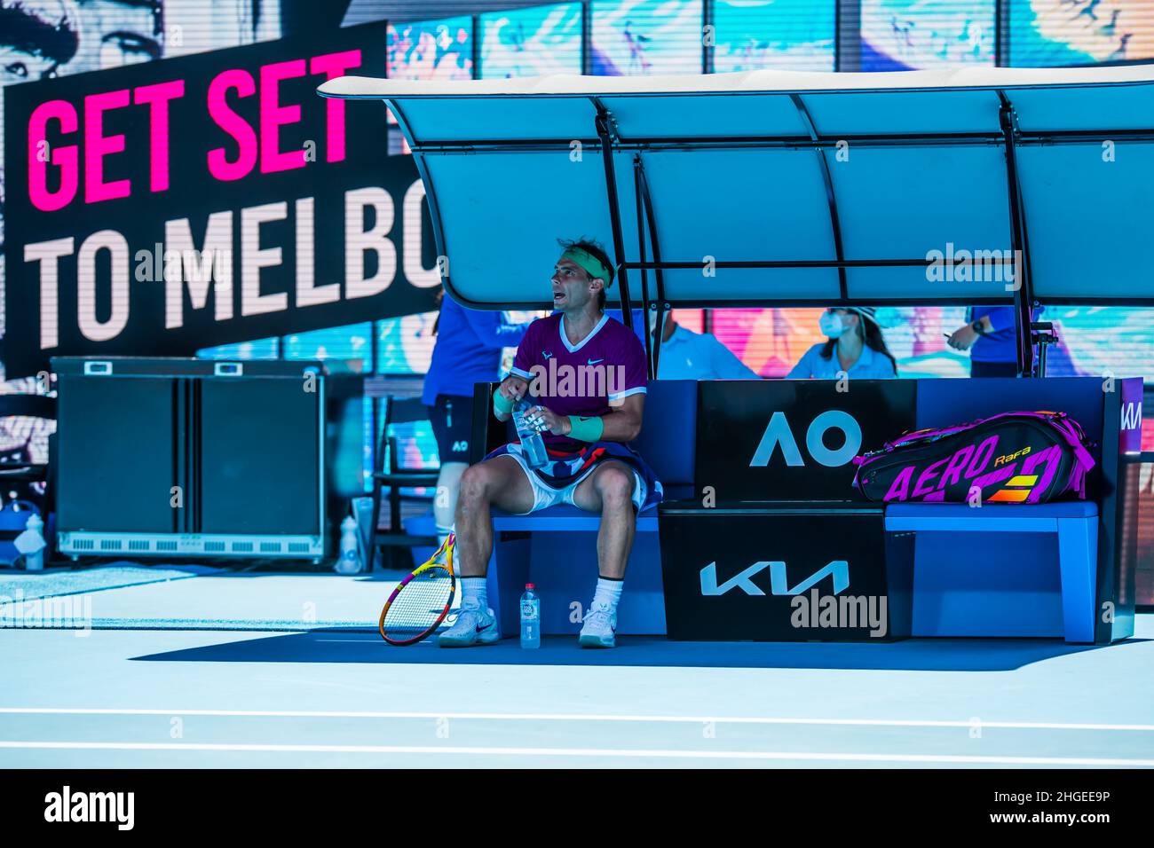Rafael Nadal in action during the Australian Open 2022 Round 1 match of ...