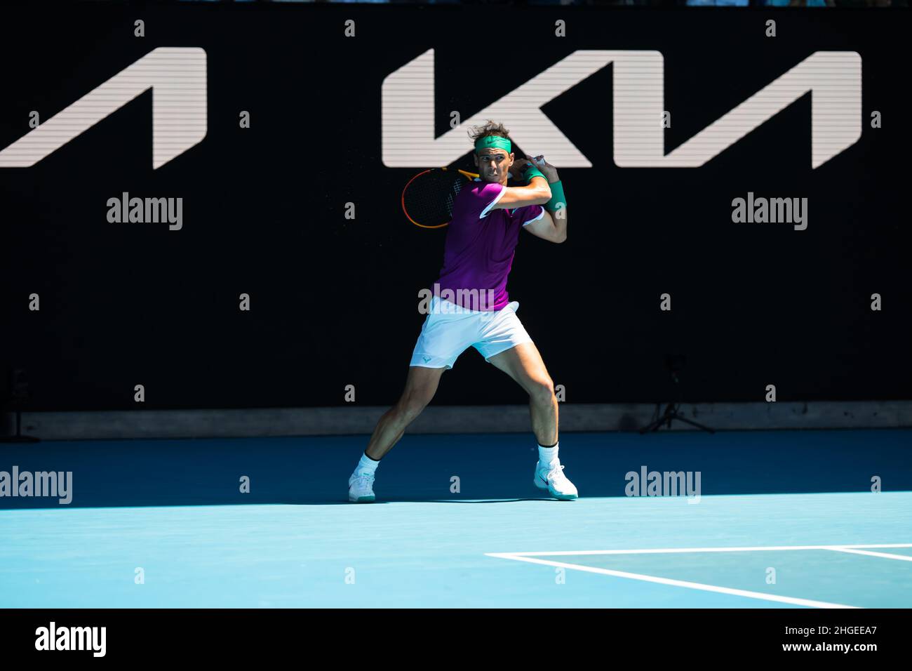 Rafael Nadal in action during the Australian Open 2022 Round 1 match of ...