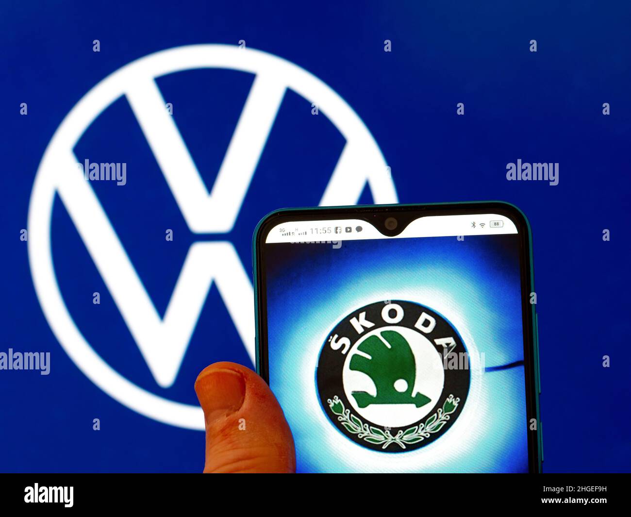 In this photo illustration, the Skoa logo is seen displayed on a ...