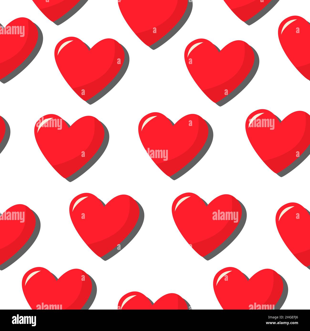 The heart is red. Vector pattern in a flat style. Simple seamless ...