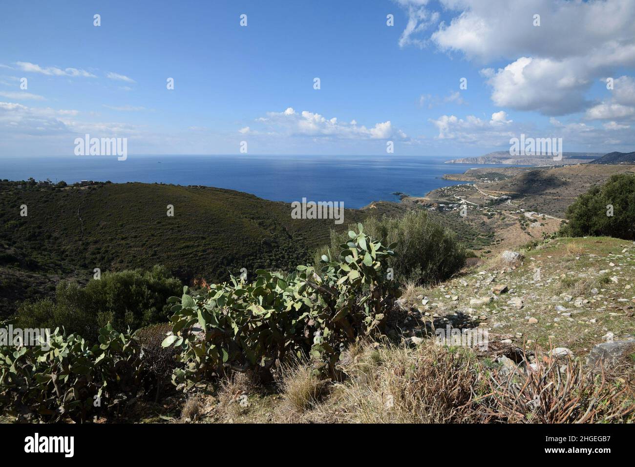 Scenic landscape overlooking the sea in the countryside of the historic ...