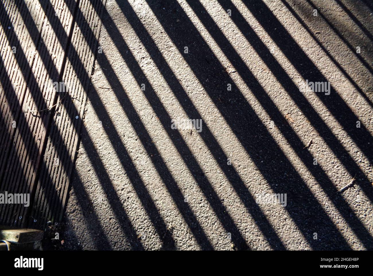 Close-up bridge railings silhouette mainly of straight lines in ...