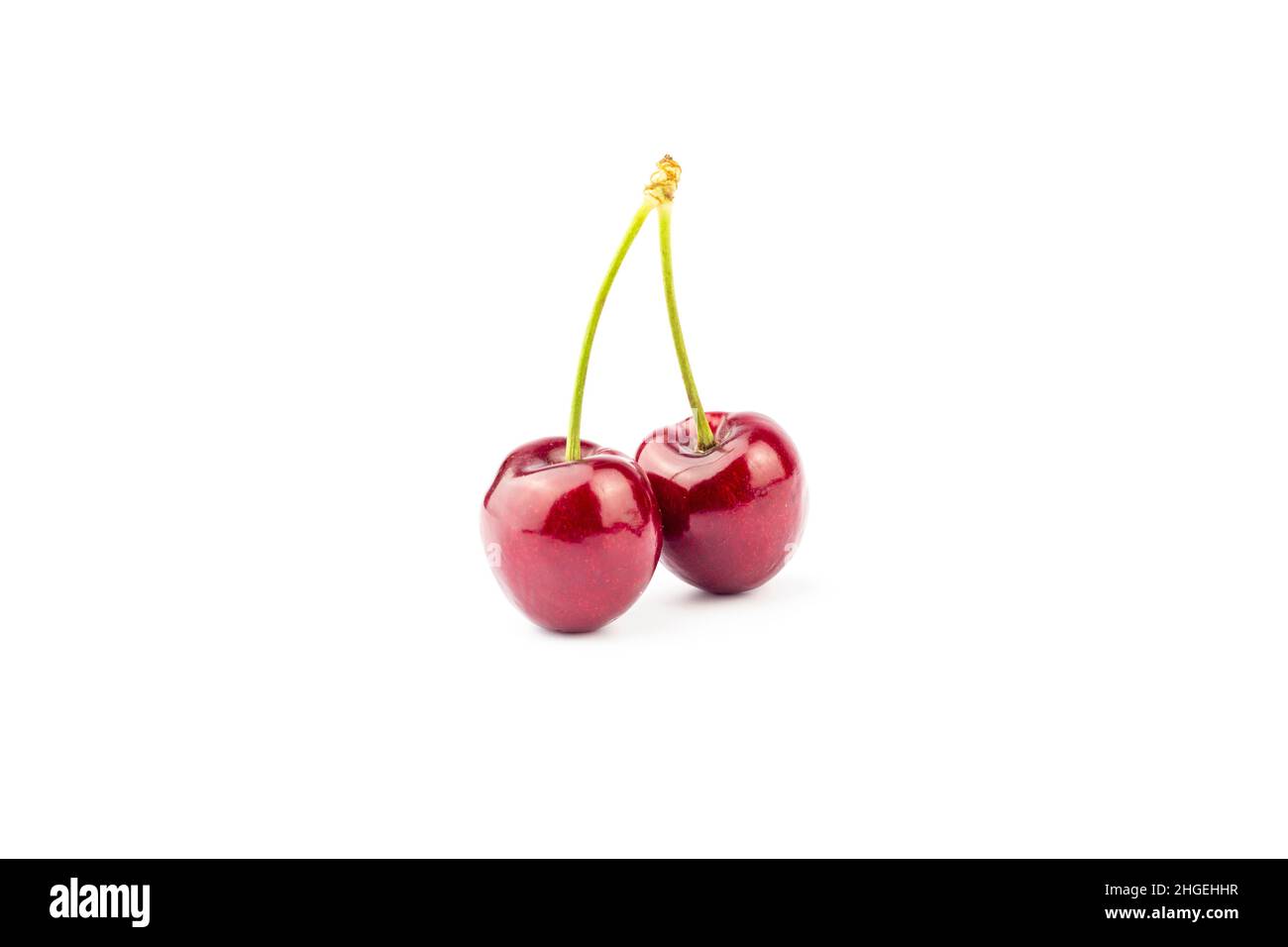 Fresh cherry with stems isolated on white background Stock Photo - Alamy