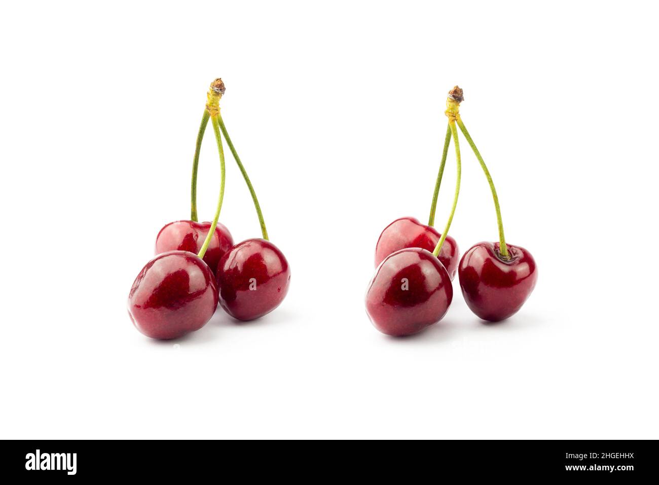 Fresh cherry with stems isolated on white background Stock Photo - Alamy