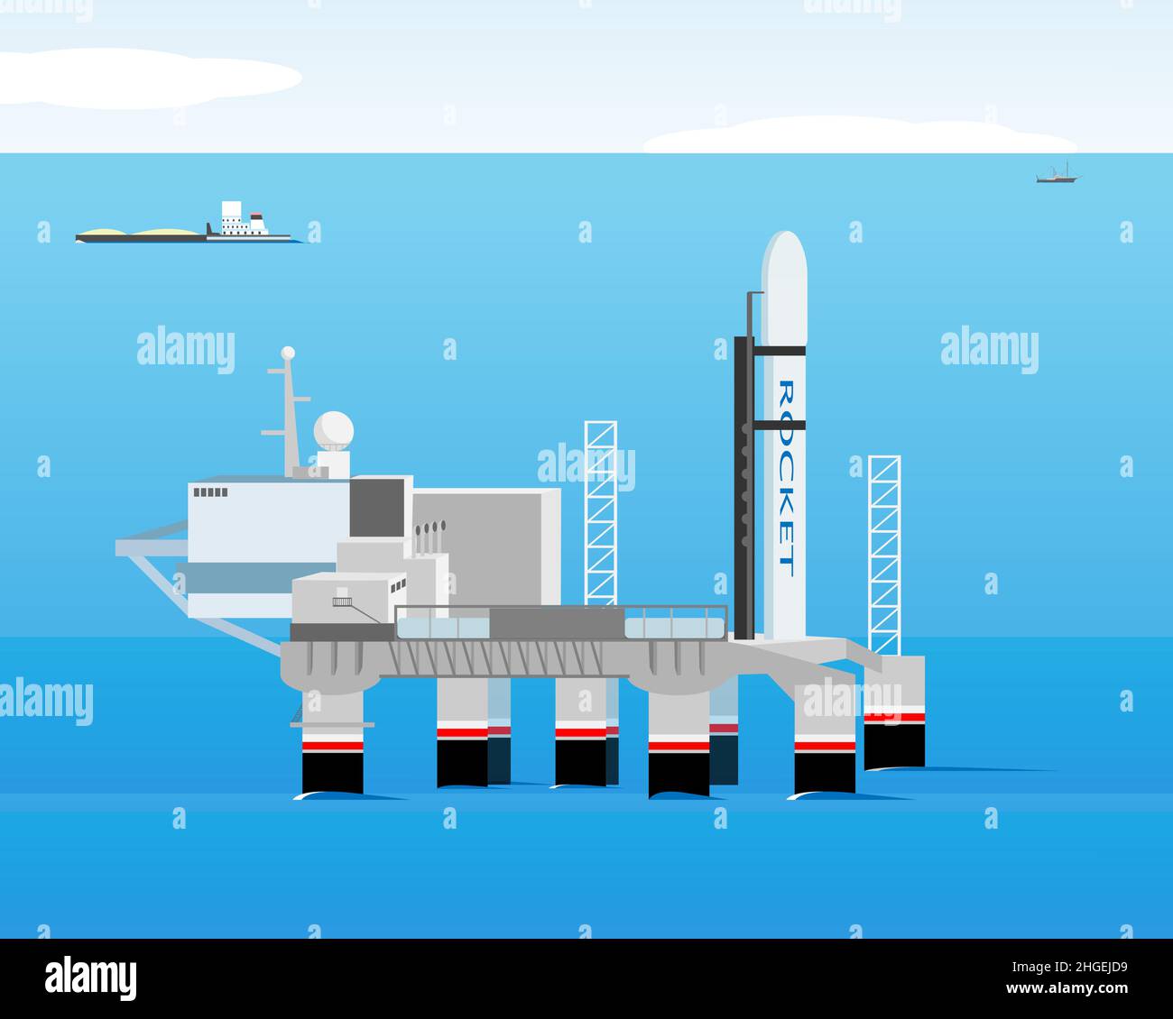 Launch complex of a floating cosmodrome for launching rockets from the ...