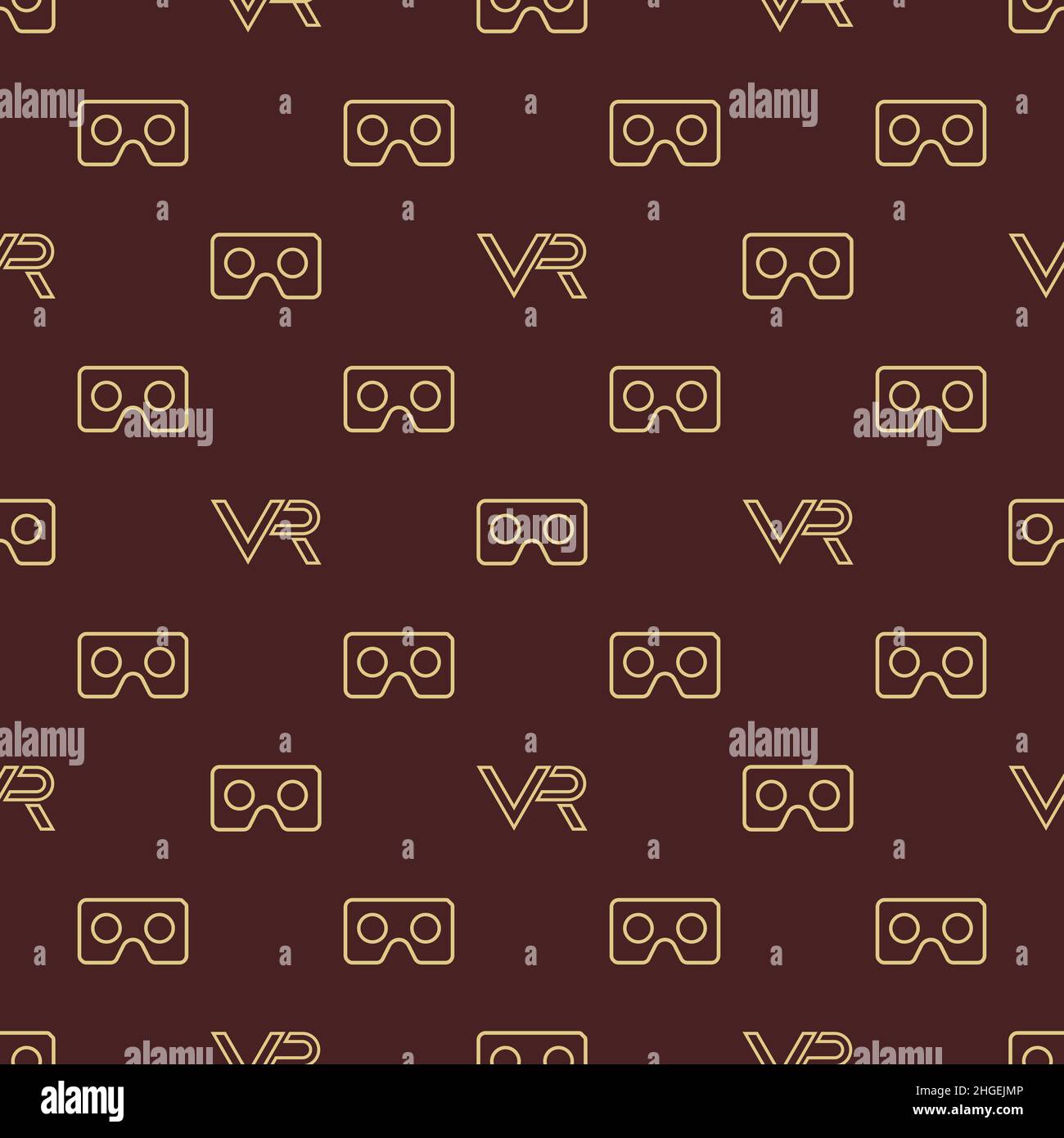 Seamless pattern with VR logos. Virtual reality golden logos Stock ...