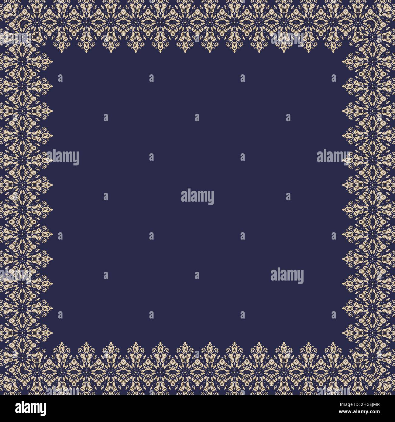 Classic square frame with arabesques and orient elements. Abstract ...