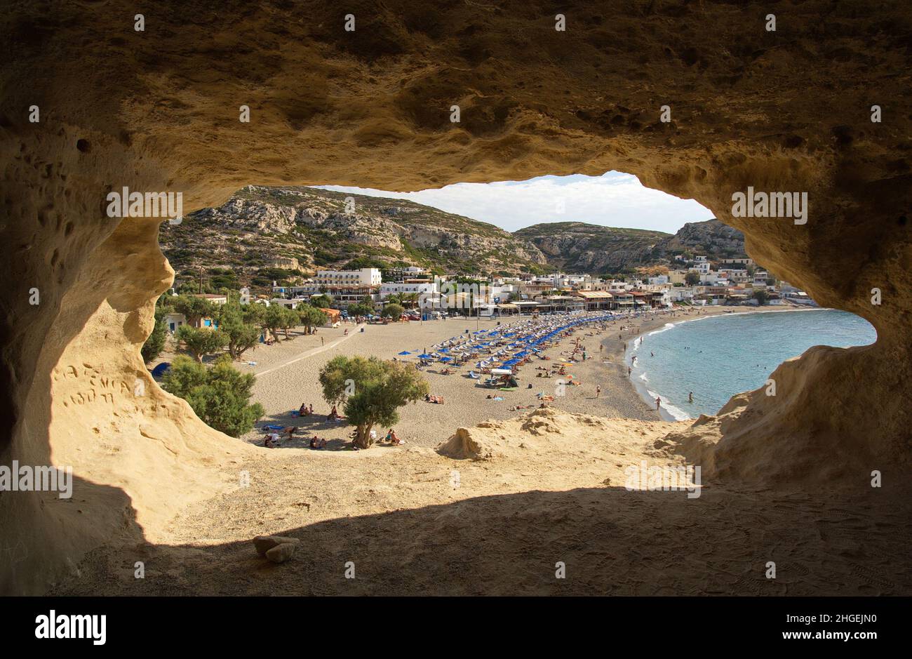 Hippie Caves at Matala on Crete in Greece,Europe Stock Photo - Alamy
