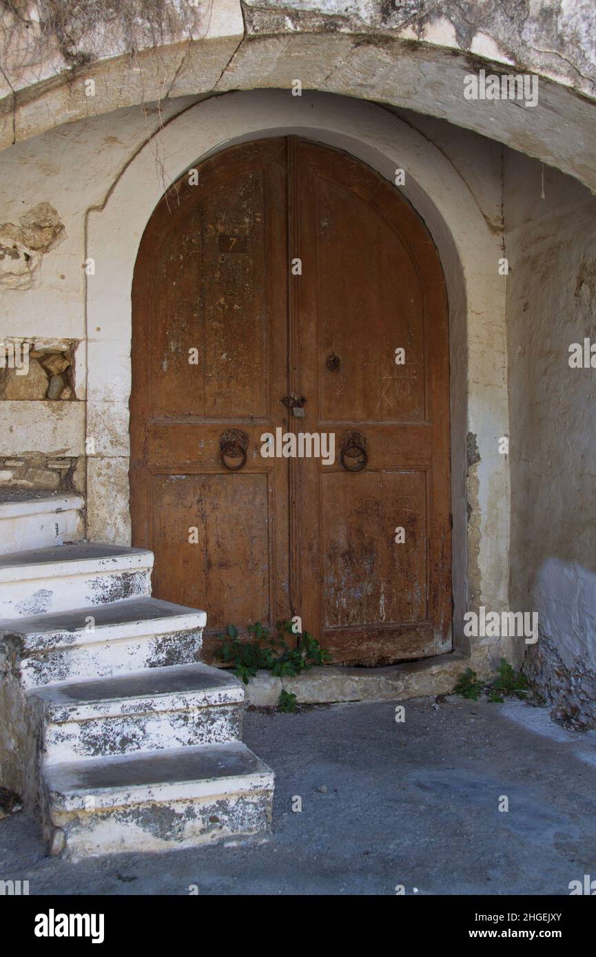 Detail of an old house in Lappa near Georgioupoli on Crete in Greece ...